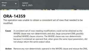 ORA-30926 in Oracle 23ai: What’s Changed?
