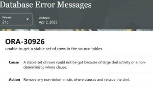 ORA-30926 in Oracle 23ai: What’s Changed?